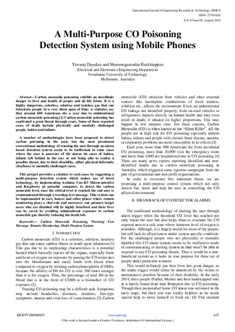 Pdf A Multi Purpose Co Poisoning Detection System Using Mobile Phones