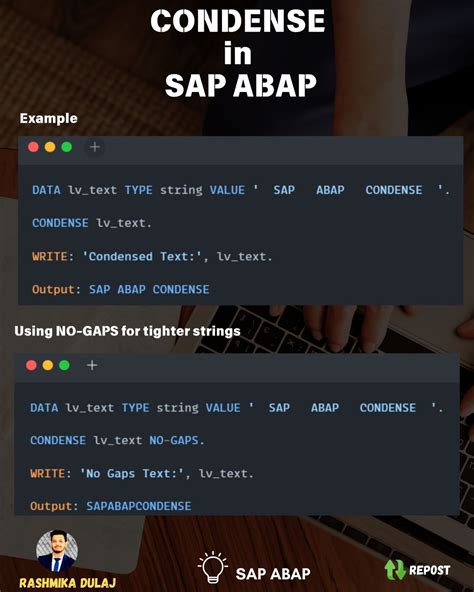 Sap Abap Programming Condense Cleancode Developertips Sapabap Rashmika Dulaj