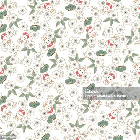 일본 패턴 상서로운 문장과 토끼원활한 패턴 일본식 무늬 소재 토끼의 해 장식 기모노에 대한 스톡 사진 및 기타 이미지 기모노 꽃 식물 다중 색상 Istock