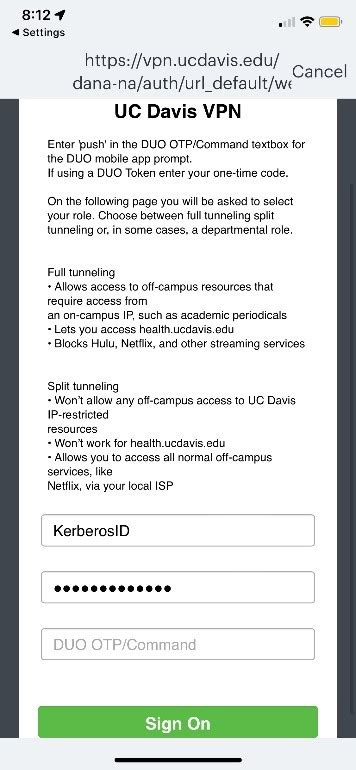 Connect To The Campus Vpn On An Ios Device Admin It