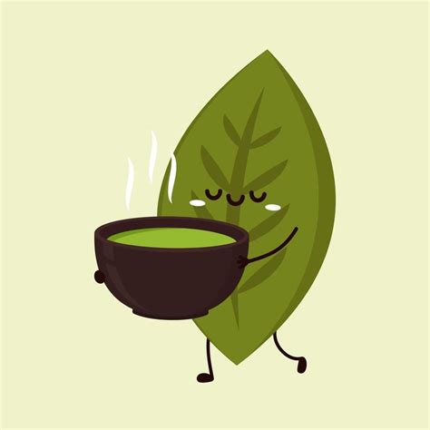 Tea Leaves Character Tea Leaves On Green Background Wallpaper Matcha