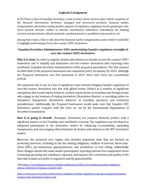 Logbook 2 Assignment Pdf Derivative Finance Over The Counter Finance