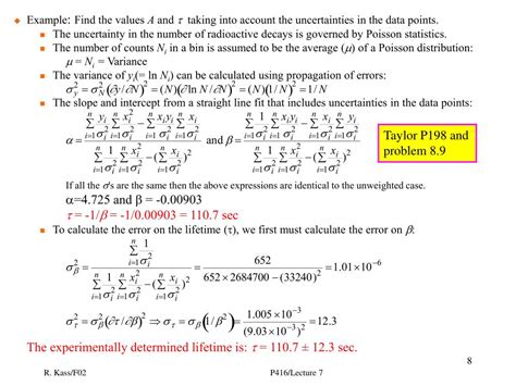 ppt lecture 7 some advanced topics using propagation of errors and least squares fitting