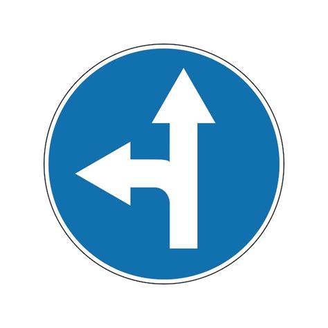 Premium Vector Sign Move Straight Or Left Round Blue Sign Mandatory Sign Allows Movement Only