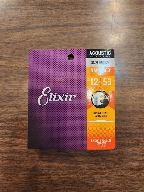 Elixir Light Nanoweb Acoustic Guitar Strings Quattlebaum Music