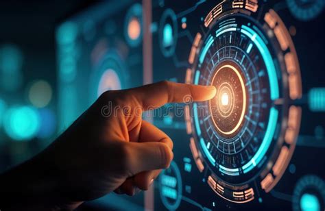 Human Finger Activates Futuristic Ai On Touch Screen Display Person