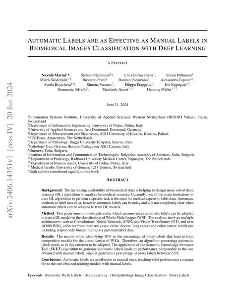 Pdf Automatic Labels Are As Effective As Manual Labels In Biomedical Images Classification