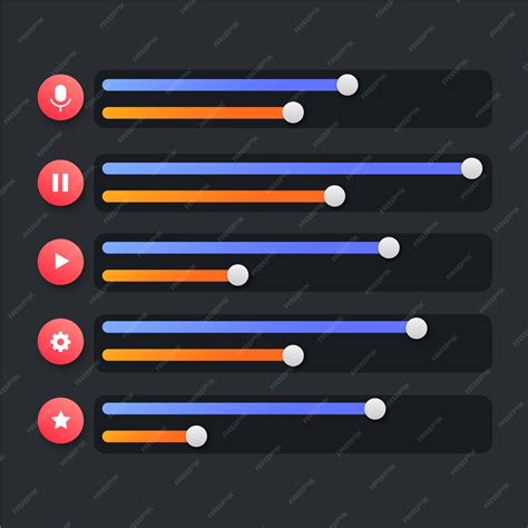 그라데이션 컬러 Ui 슬라이더 컬렉션 무료 벡터
