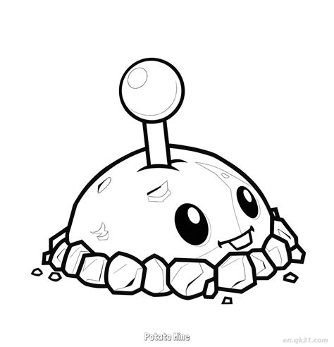 Potato Mine 2 Coloring Page Free Printable Plants Vs Zombies Pdf