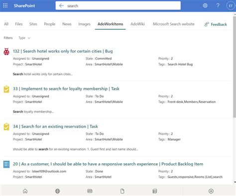 microsoft search connections for azure devops graph