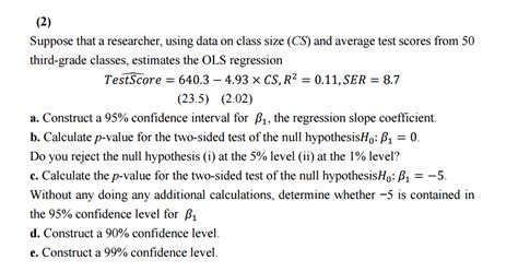 solved suppose that a researcher using data on class size