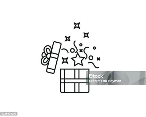 간단한 선물 상자 아이콘 선물 주고 받는 것 휴일 생일 축하 및 크리스마스 개념 흰색 배경 평야에 격리 미스터리에 대한 스톡