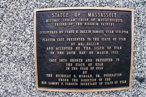 Statue Of Massassoit Utah State Capital Downtown Salt Lake Cit