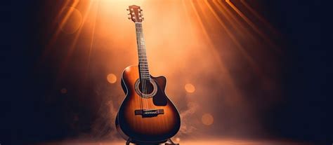 Premium AI Image Acoustic Guitar Playing On Stage A Concert Band Rock