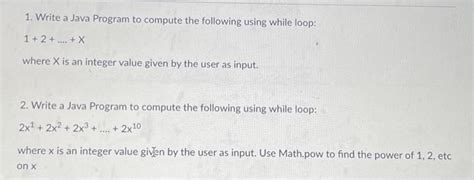Solved Write A Java Program To Compute The Following Chegg
