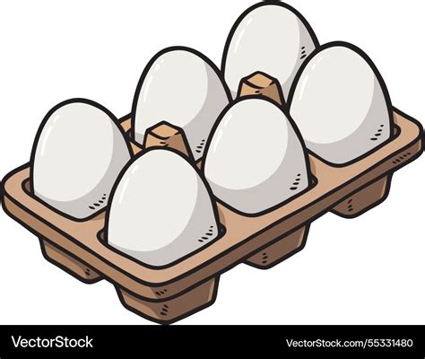 Cartoon Half Dozen Fresh White Eggs Royalty Free Vector Vectorstock