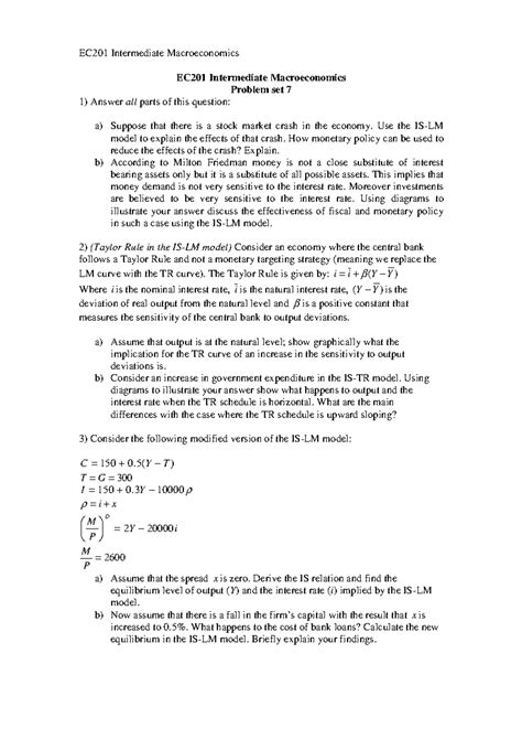 Ec201class 7 Ec201 Lecture Notes Ec201 Intermediate Macroeconomics