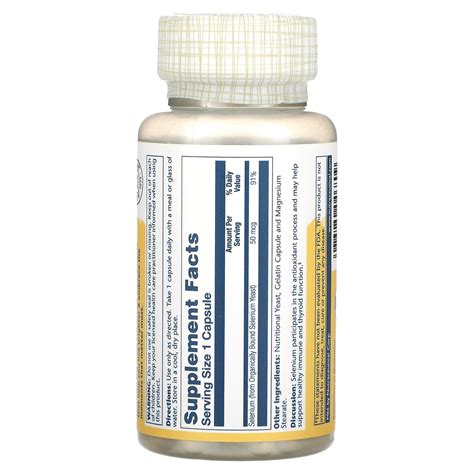 Solaray Selenium 50 Mcg 100 Capsules