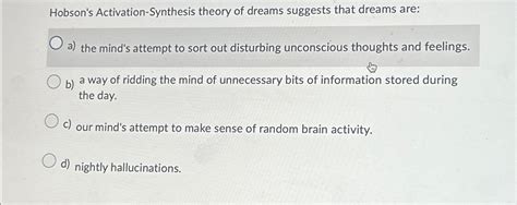 Solved Hobsons Activation Synthesis Theory Of Dreams