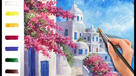 Городок у моря Как нарисовать пейзаж 🎨АКРИЛ Мастер класс ДЕМО Youtube