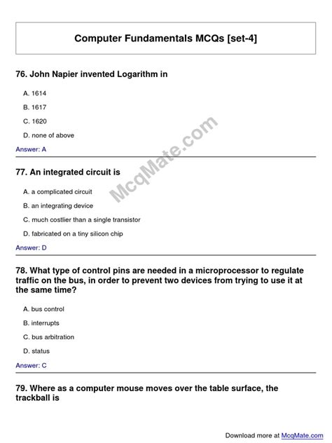 Computer Fundamentals Solved Mcqs Set 4 Pdf Integrated Circuit