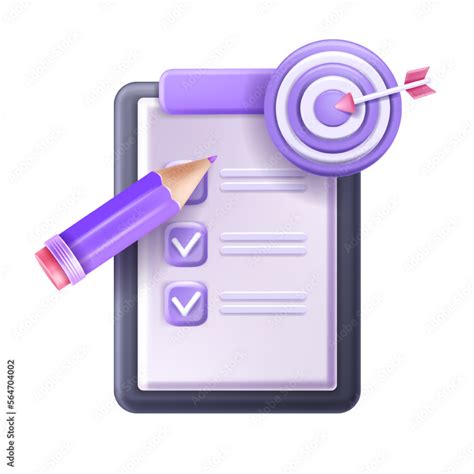 3d Checklist On Clipboard Target Cardboard Exam Paper Document Vector Icon Online Checkbox