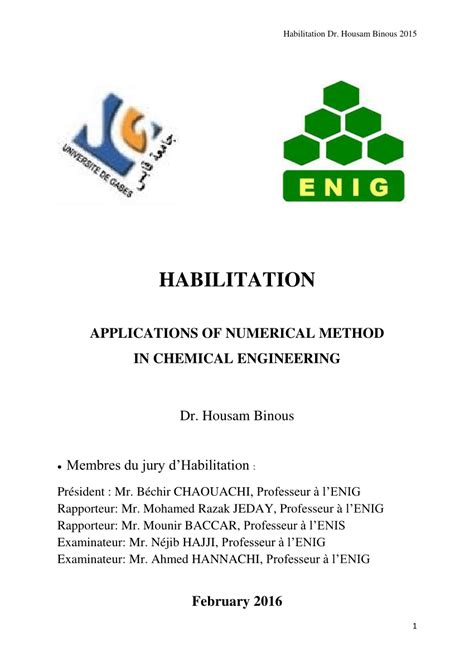 Pdf Applications Of Numerical Method In Chemical Engineering