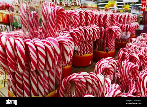 Christmas Candy Canes Festive Red And White Peppermint Candy Canes