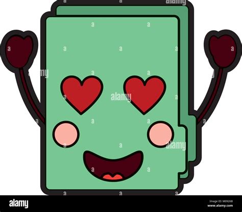 Folder Document Kawaii Cute Cartoon Stock Vector Image And Art Alamy