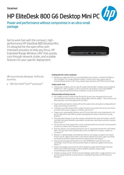 PDF HP EliteDesk 800 G6 Desktop Mini PC DOKUMEN TIPS