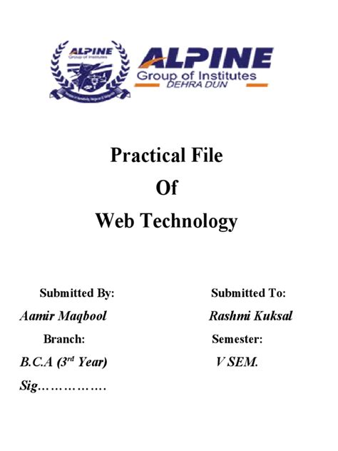 Practical File Web Tech Pdf