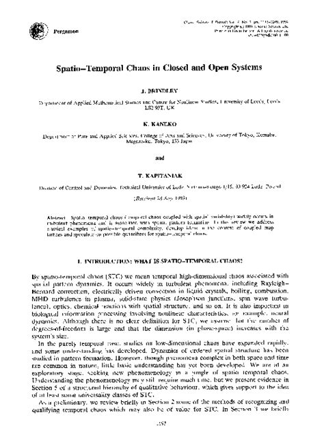 Pdf Spatio Temporal Chaos In Closed And Open Systems