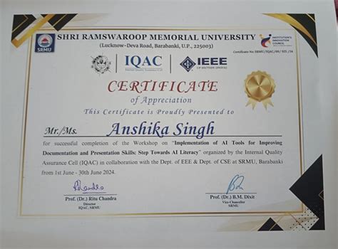Anshika Singh On Linkedin Im Glad To Share My Certificate For The Completion Of The Workshop On