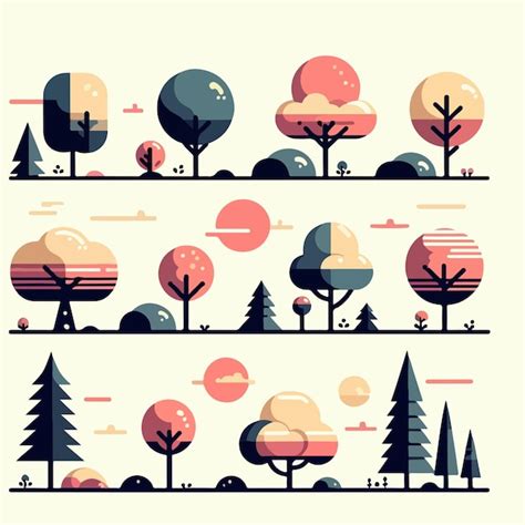 Premium Vector Illustration Of A Collection Of Trees In A Flat Design Style