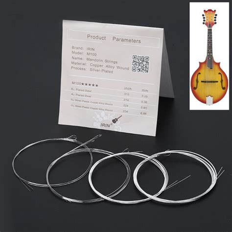 8pcsset M100 Mandolin String Steel Silver Plated Grandado