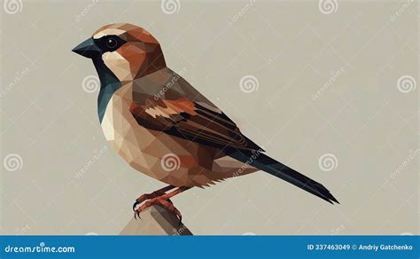 Geometric Illustration Of Sparrow Bird With Abstract Triangular Design Elements Stock