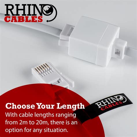 Rhinocables BT Telephone Extension Cable Male Plug To Female Socket Box Lead Wired For UK