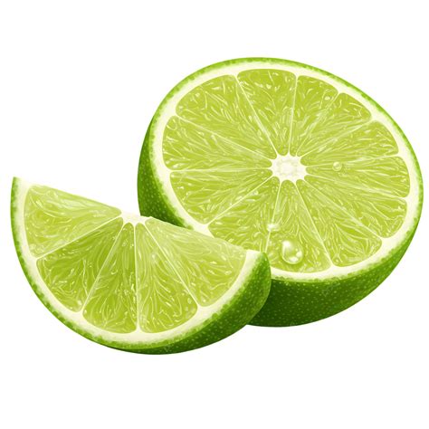 Detailed And Realistic Lime Illustration Green Slice Fresh Png
