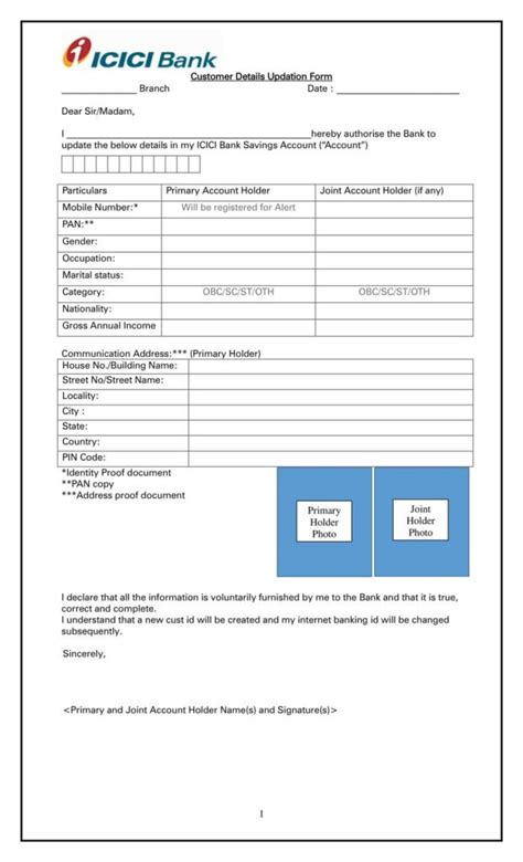 Icici Bank Customer Details Updation Form Download In Pdf