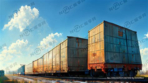 Ai创作图俄罗斯铁路货物运输 晴朗的天空 俄罗斯建筑 写实风格 昵图网