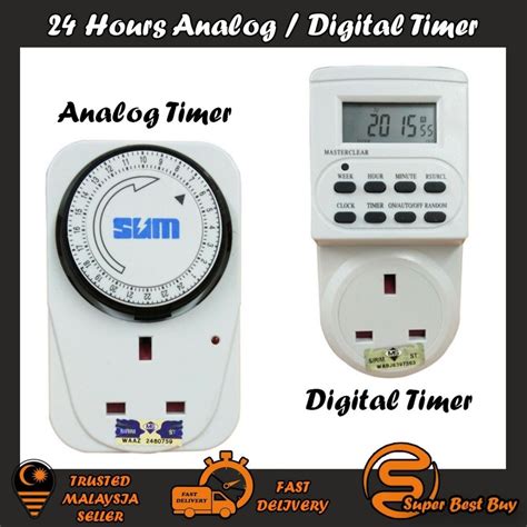 Sum 24 Hours Digital And Analog 3 Pin Plug In Timerpemasa 3 Pin Digital