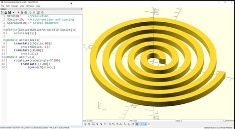 Archimedean Spiral Generator [cic] R Openscad