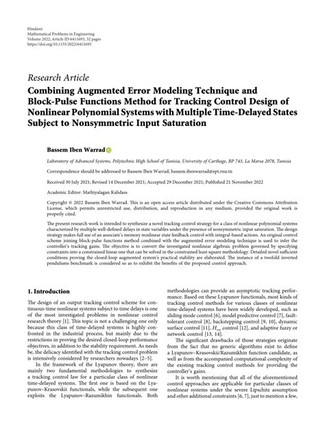 pdf combining augmented error modeling technique and block pulse