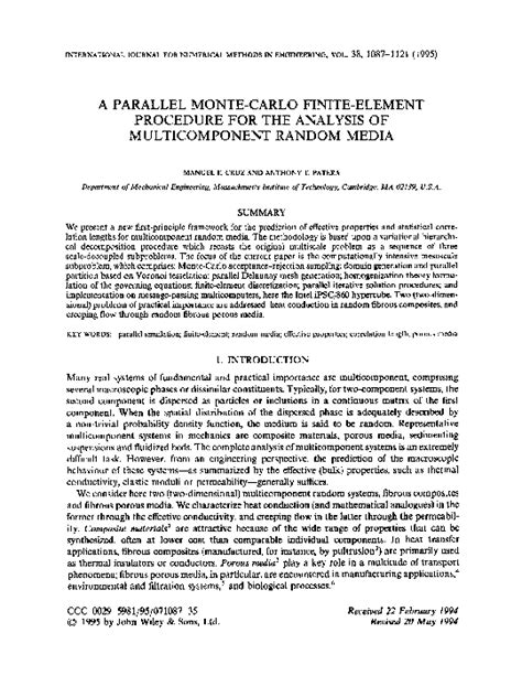 Pdf A Parallel Monte Carlo Finite Element Procedure For The Analysis