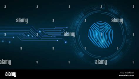 High Tech Fingerprint For Computer System Security With Hud Interface Elements Scan For Padlock