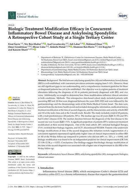 Pdf Clinical Medicine Biologic Treatment Modification Efficacy In Concurrent Inflammatory