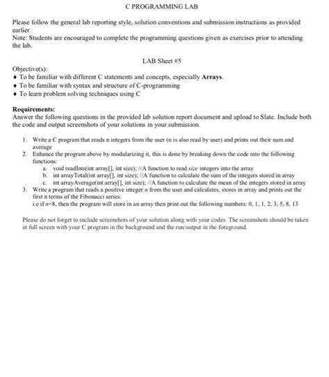 Solved C PROGRAMMING LAB Please Follow The General Lab Chegg Com