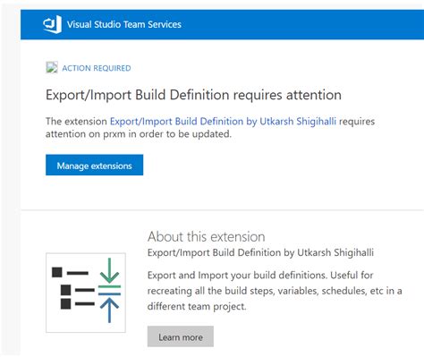 action required for a vsts extension codewrecks