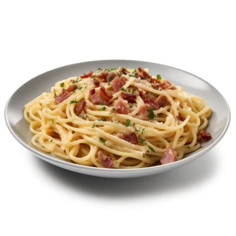 Deliciosos Spaghetti Carbonara Italiano Sobre Un Plato Aislado De Fondo