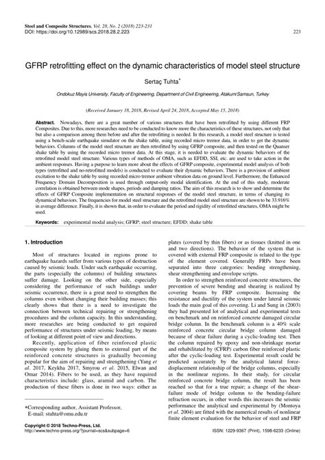 Pdf Gfrp Retrofitting Effect On The Dynamic Characteristics Of Model Steel Structure